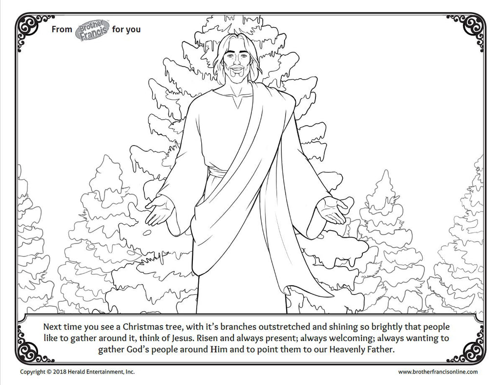 christmas tree black and white coloring page
