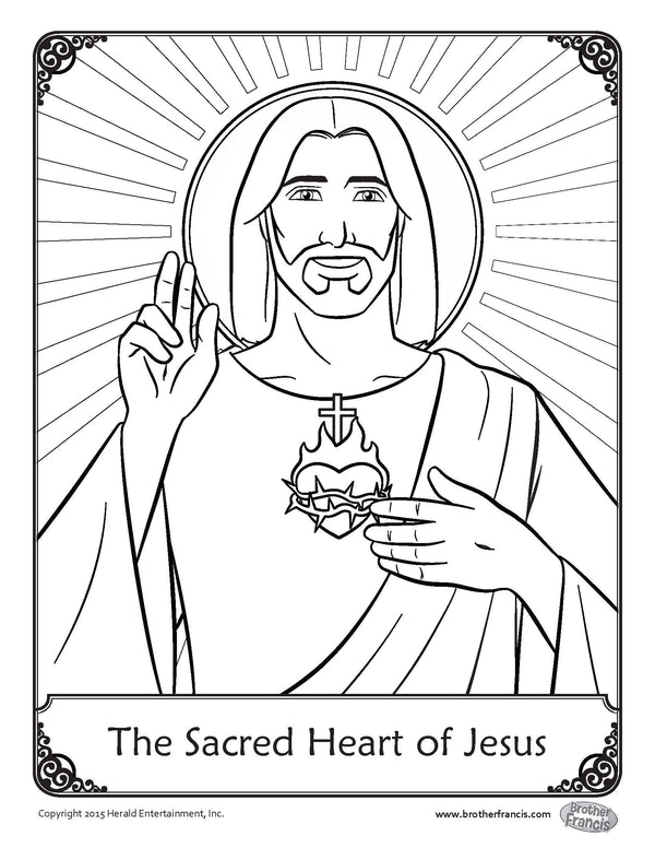 Download and Print - Sacred Heart of Jesus Coloring Page